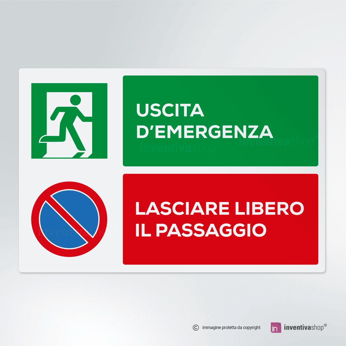 Cartello rettangolare Uscita d'emergenza non sostare